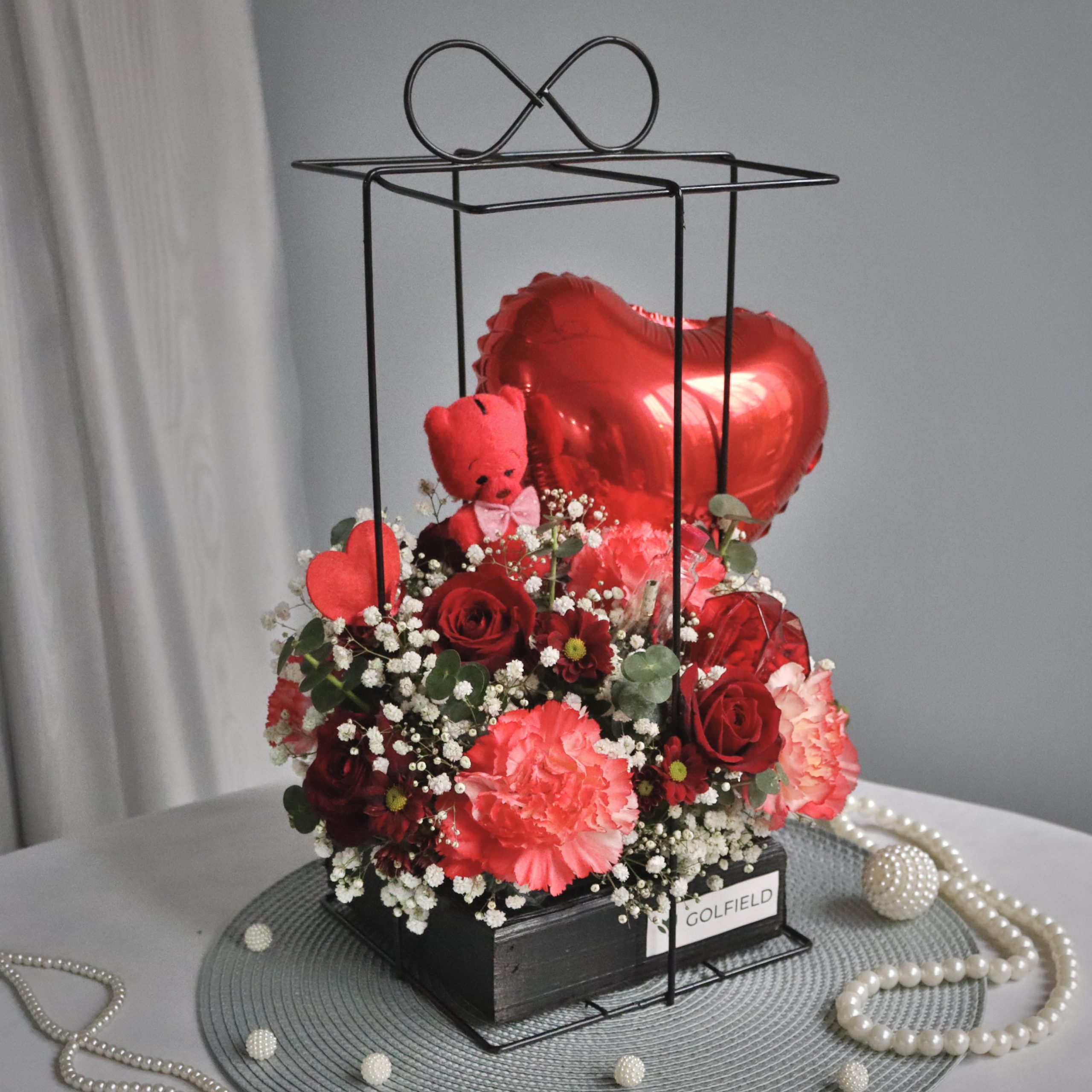 باکس گل چوبی ولنتاین | گُلفیلد